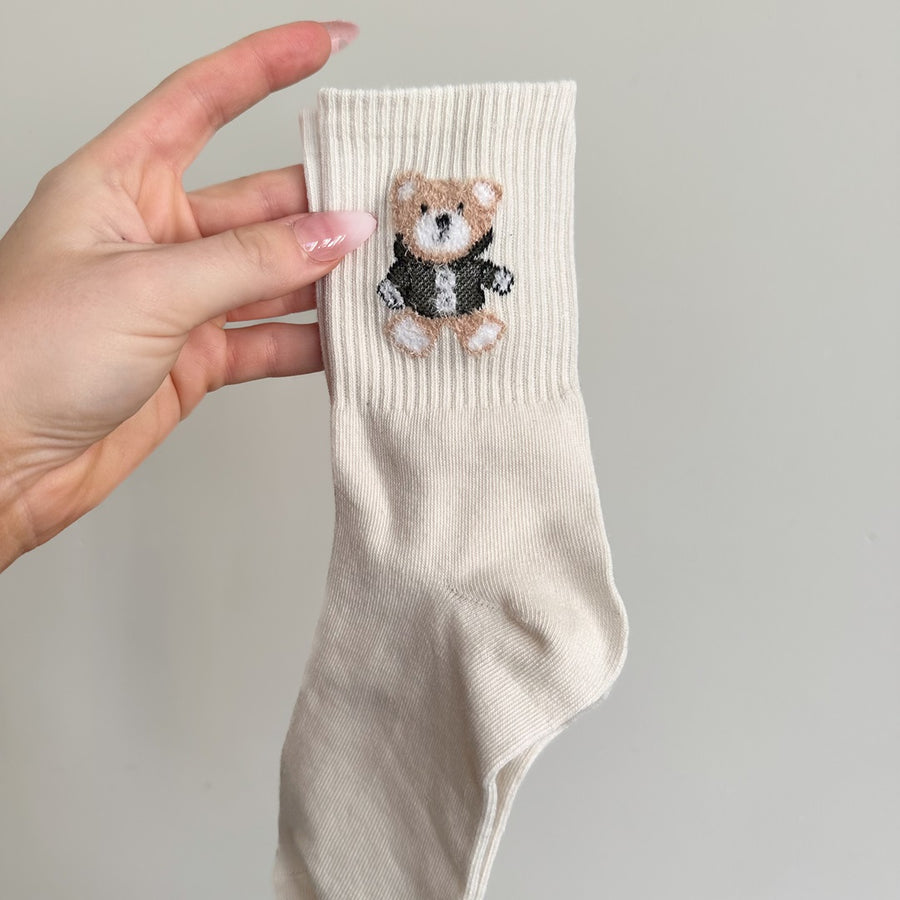 Cute Embroidered Bear Socks Pack