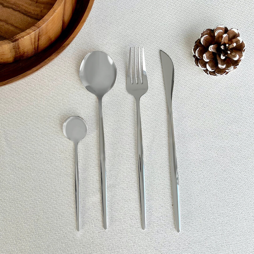 Modern Silver Flatware Utensils Set