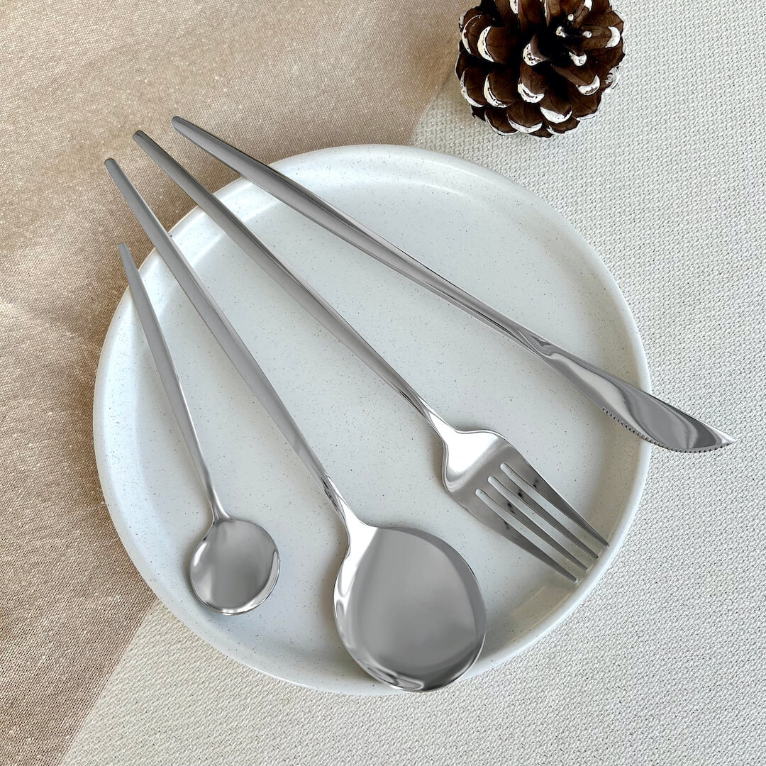 Modern Silver Flatware Utensils Set – Nordic Peace