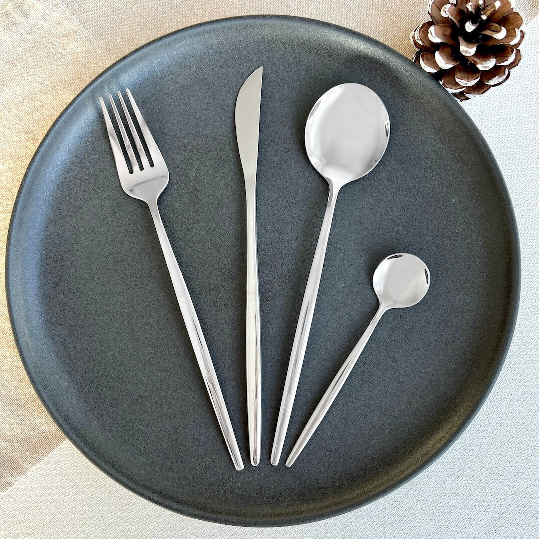 Modern Silver Flatware Utensils Set
