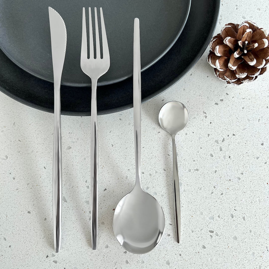 Modern Silver Flatware Utensils Set – Nordic Peace