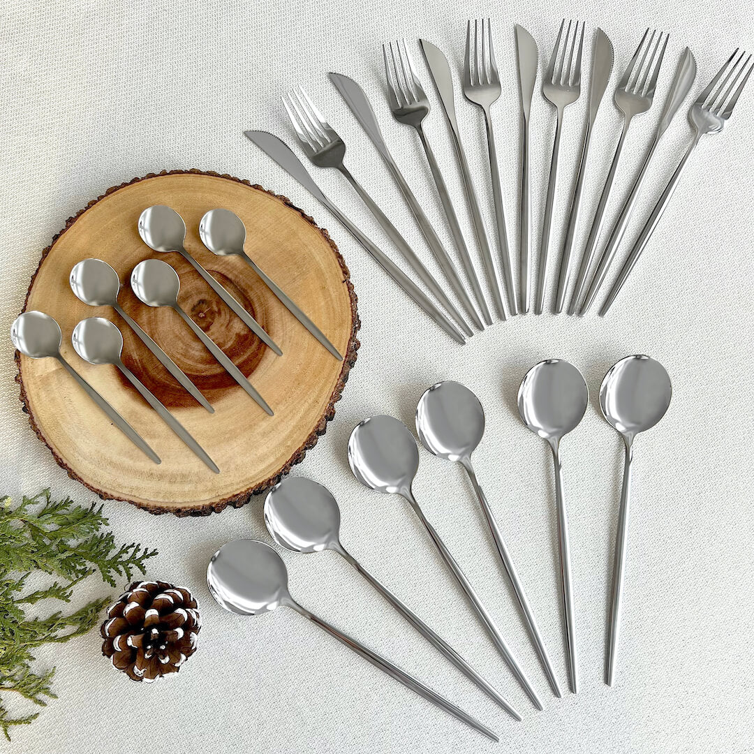 Modern Silver Flatware Utensils Set – Nordic Peace