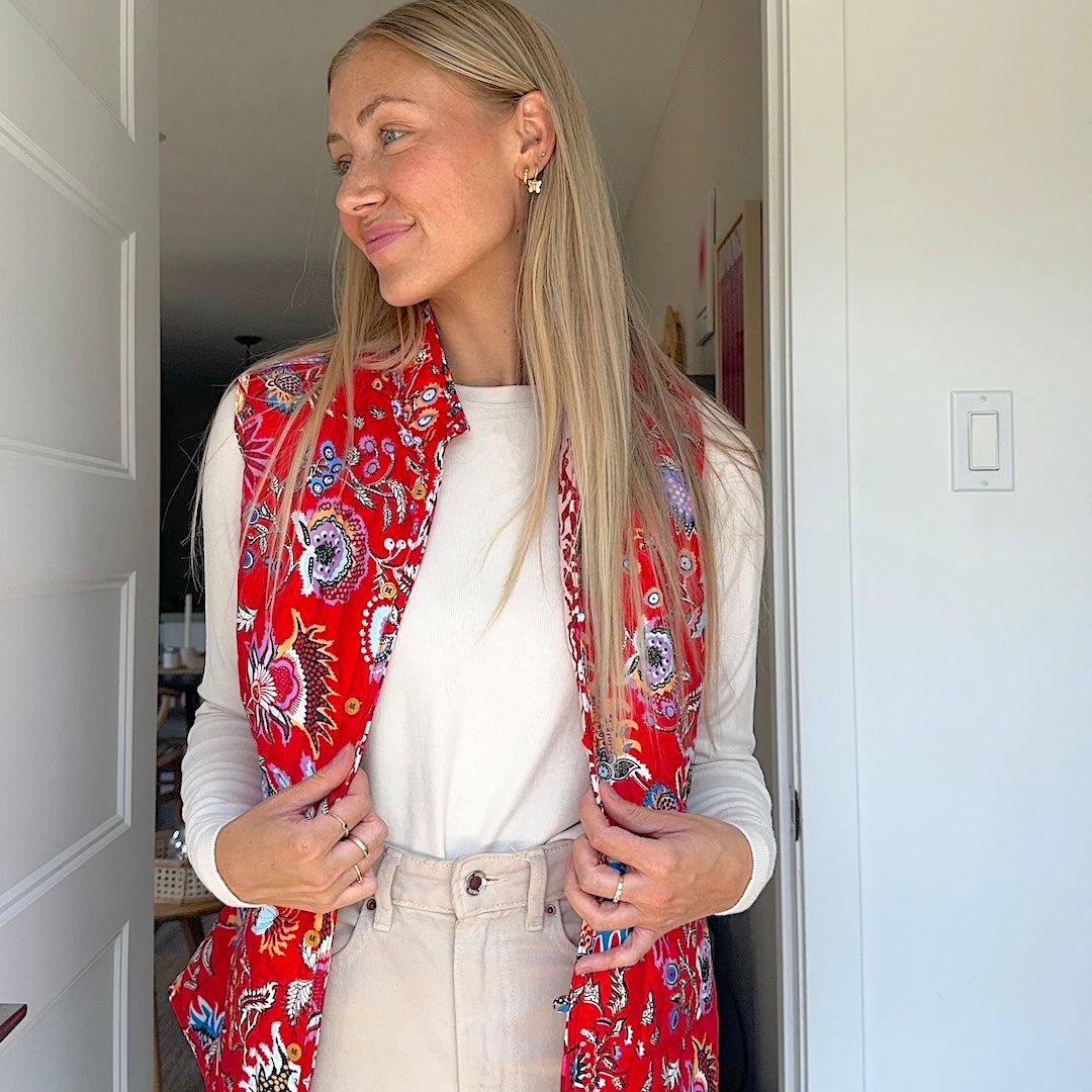 Nordic Floral Reversible Vest