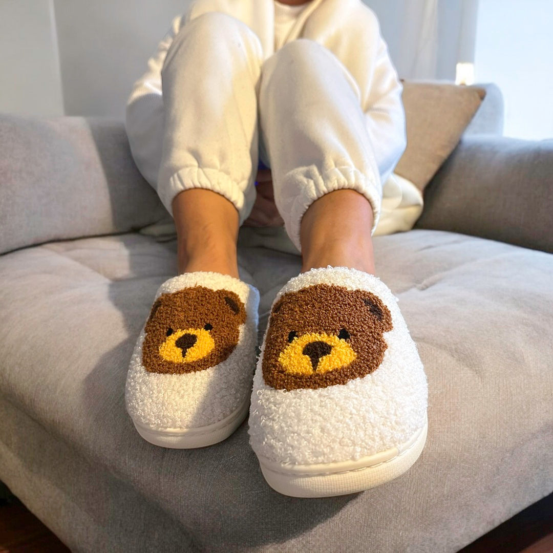 Snuggly Teddy Bear Slip-on Slippers