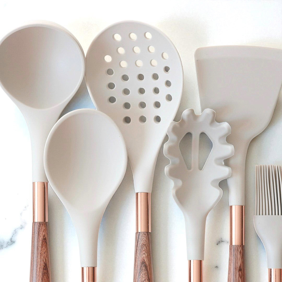 Woodgrain Non-Stick Silicone Kitchen Utensil Set